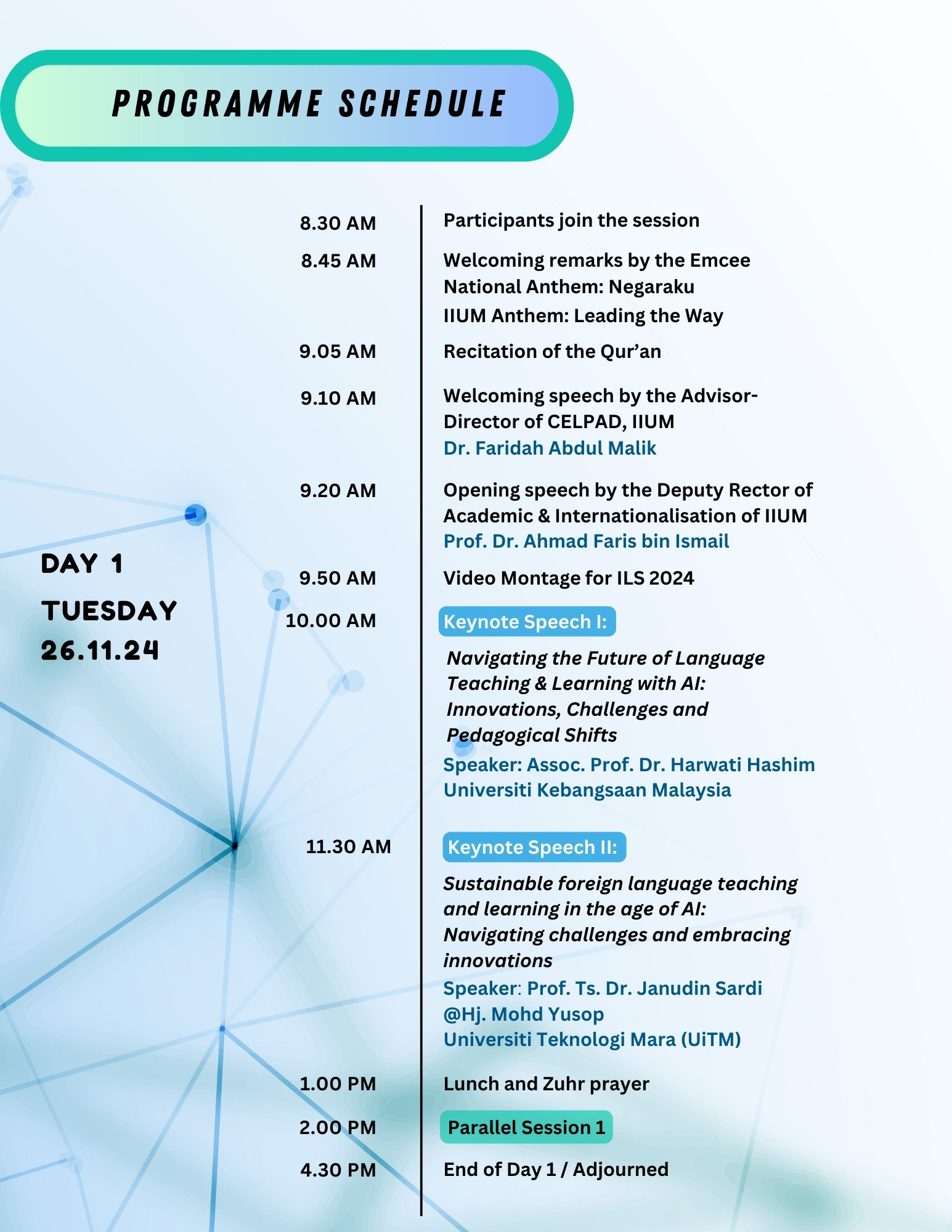 PROGRAMME SCHEDULE – International Language Symposium 2024