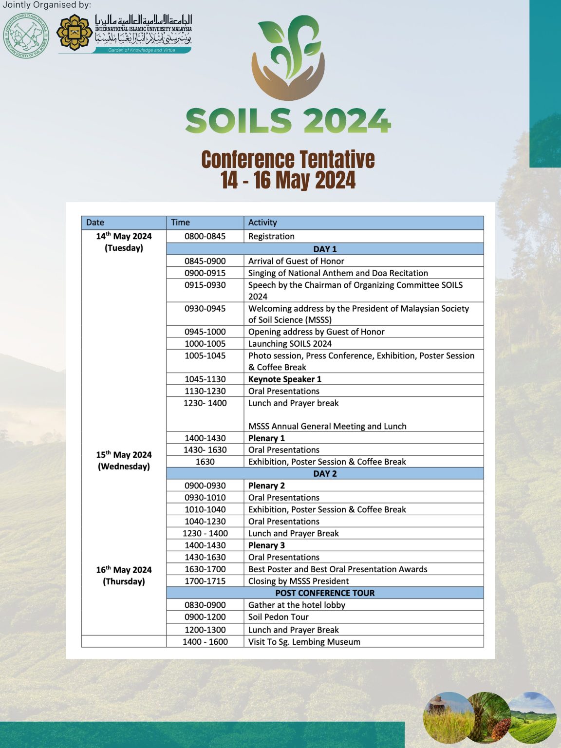 TENTATIVE – THE INTERNATIONAL SOIL SCIENCE CONFERENCE 2024
