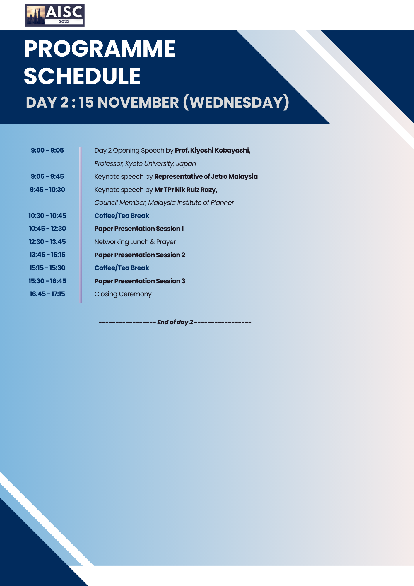 Programme Schedule