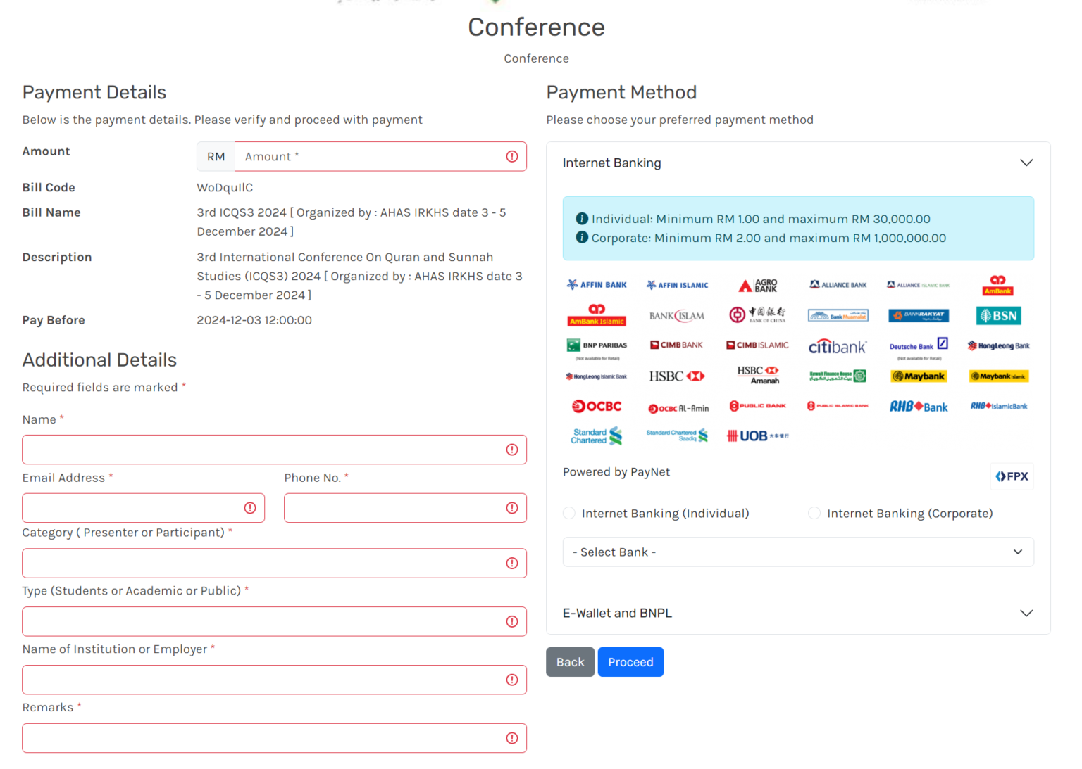 FEES & REGISTRATION – 3rd International Conference on Quran and Sunnah Studies 2024