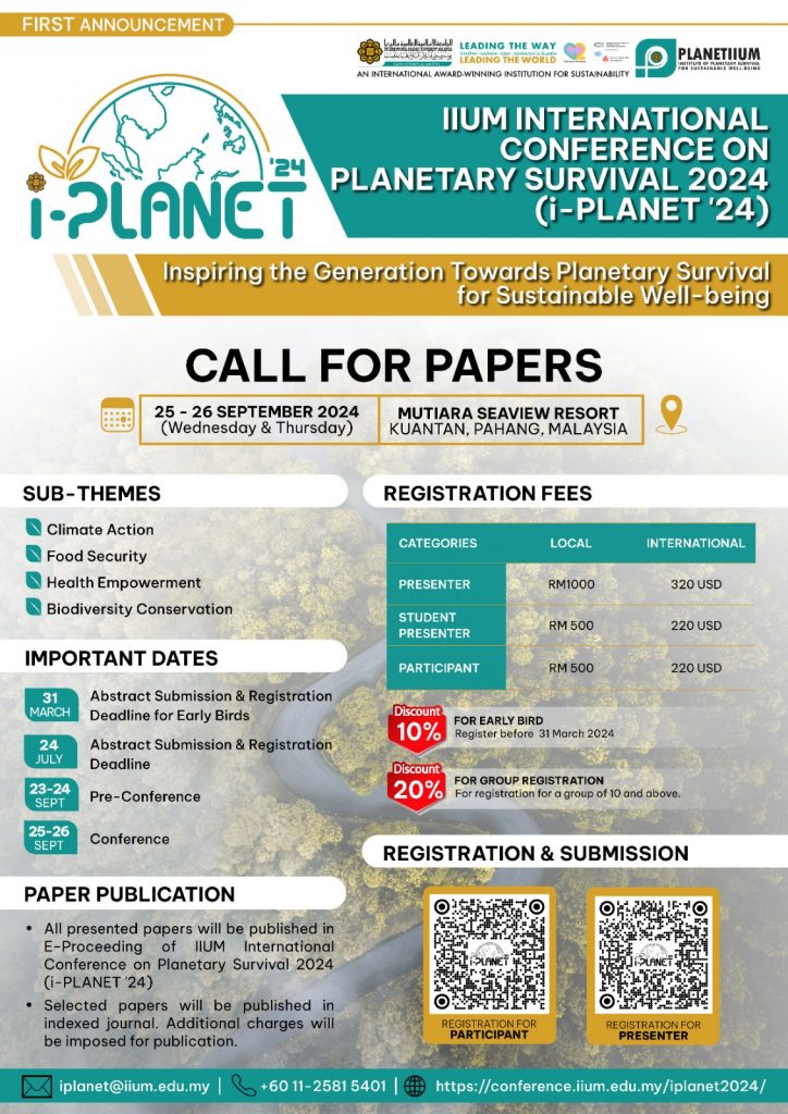 IIUM INTERNATIONAL CONFERENCE ON PLANETARY SURVIVAL 2024