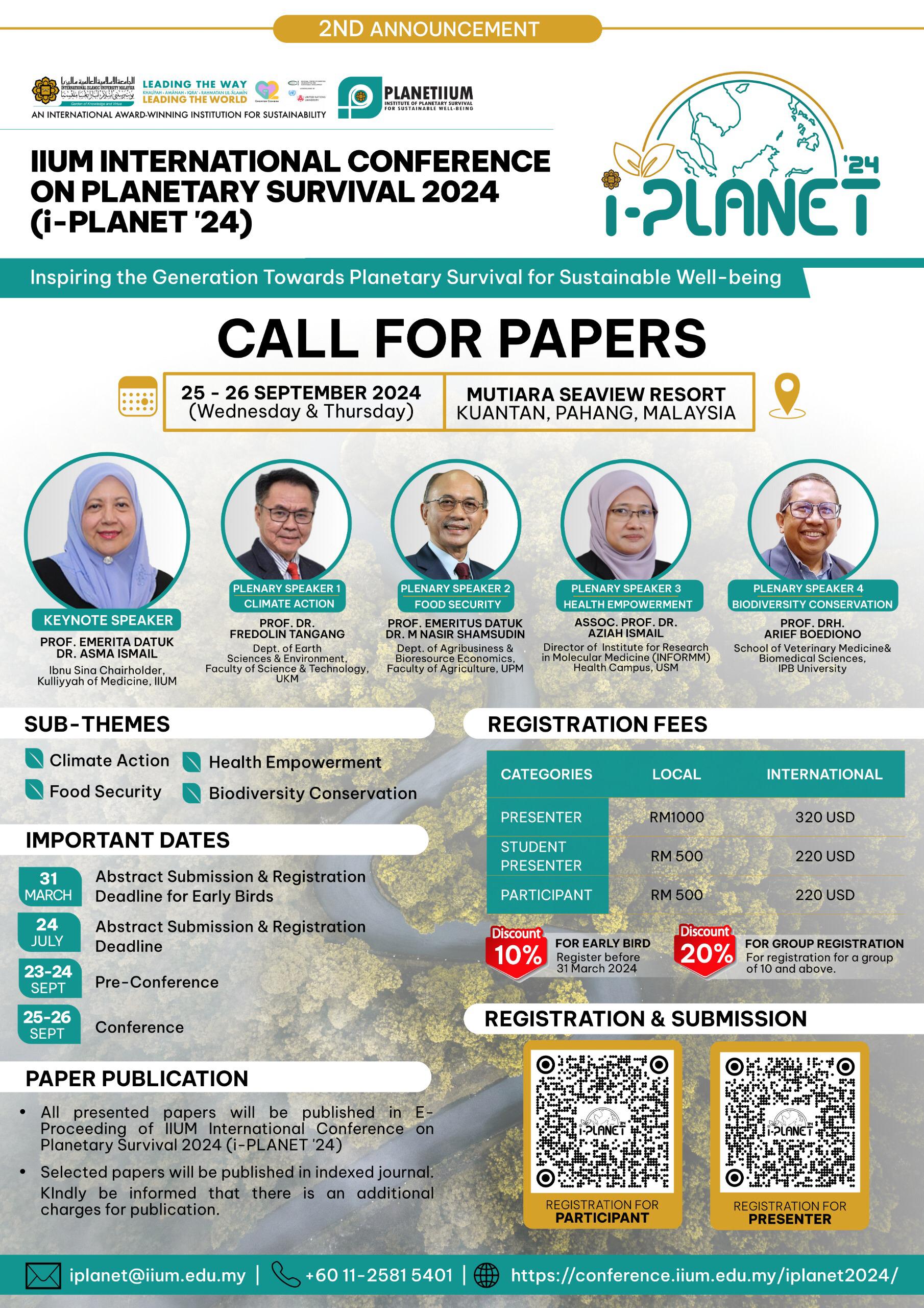 IIUM INTERNATIONAL CONFERENCE ON PLANETARY SURVIVAL 2024
